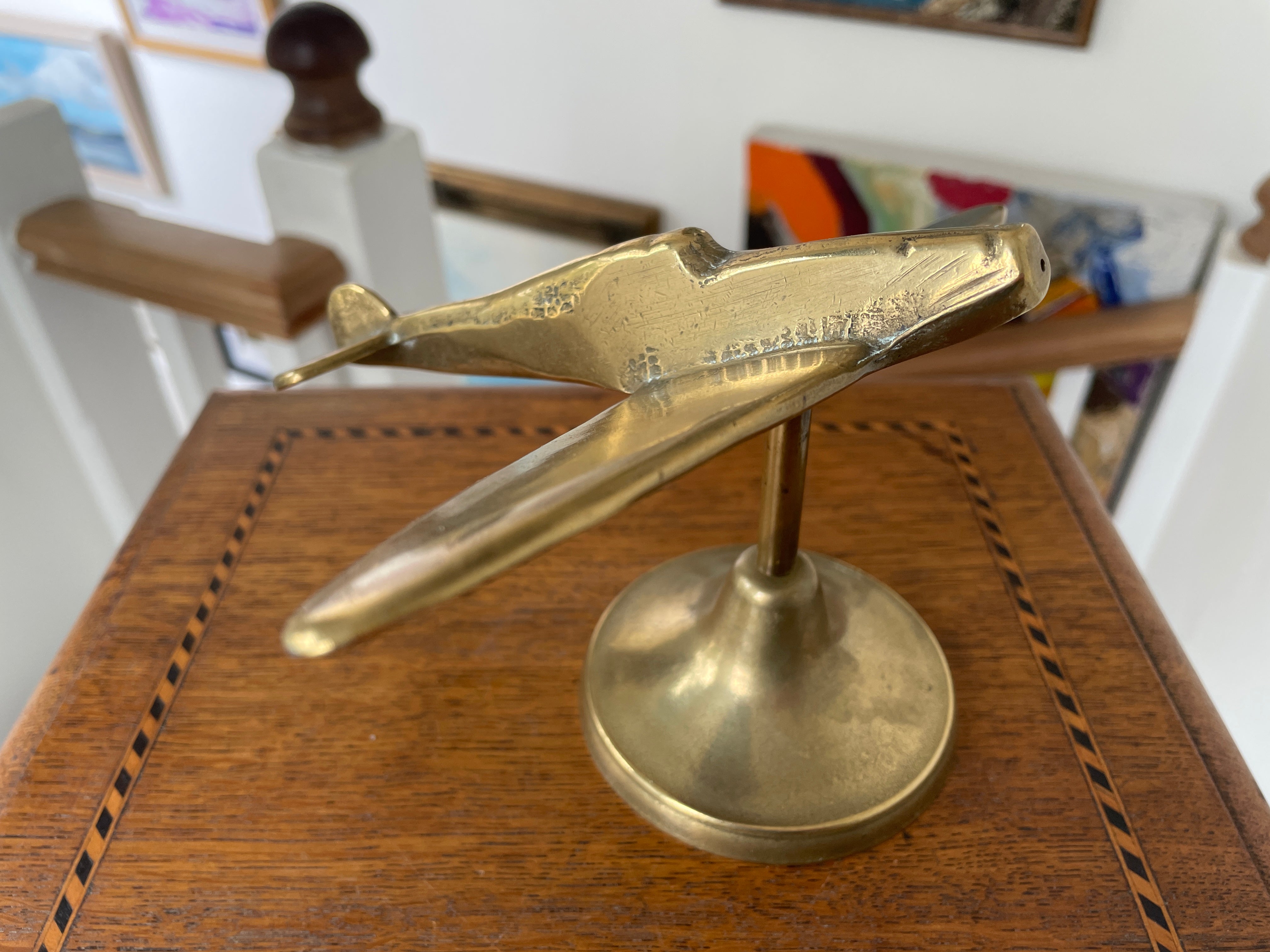Vintage Solid Brass Spitfire Airplane Model on Stand – Mid-Century RAF ...