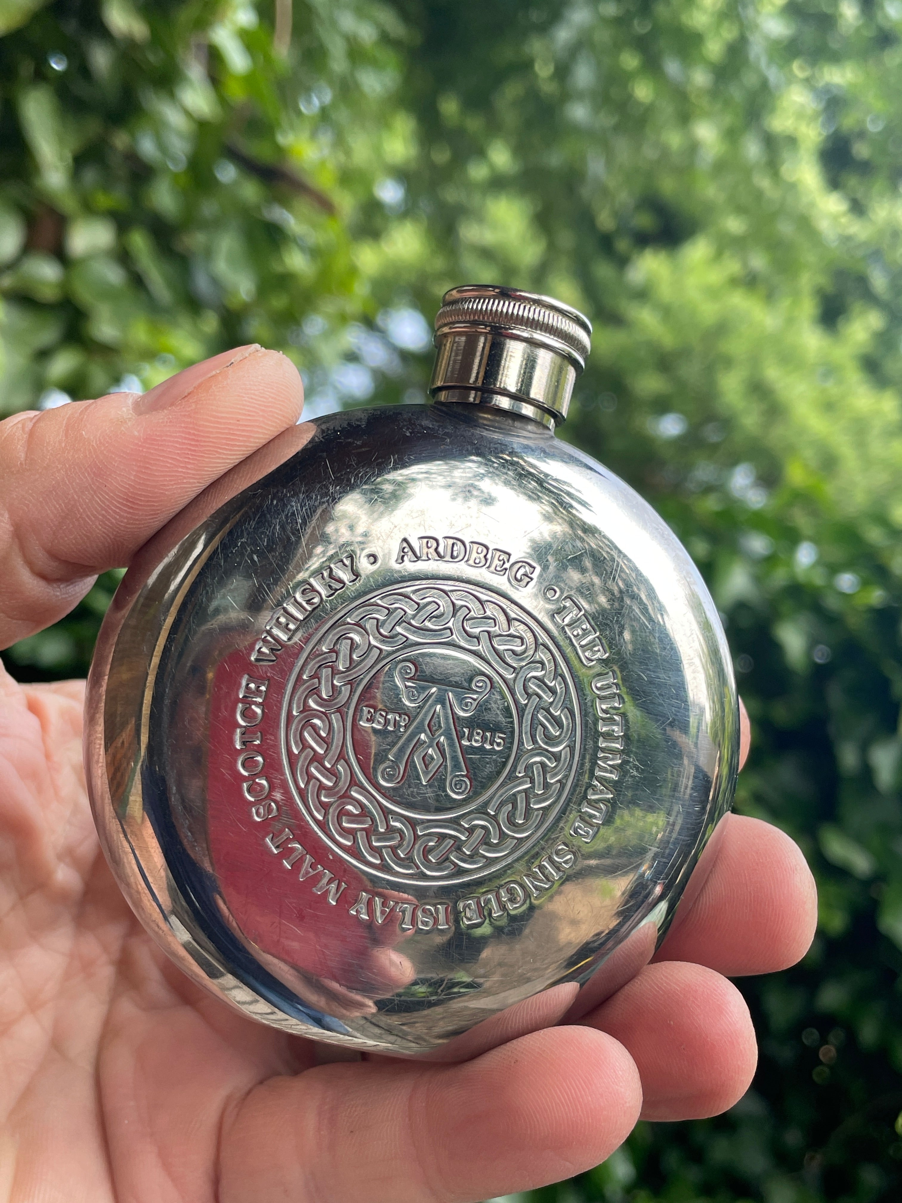 Vintage Ardbeg Scotch Whisky Hip Flask – Round Metal Promotional Colle ...