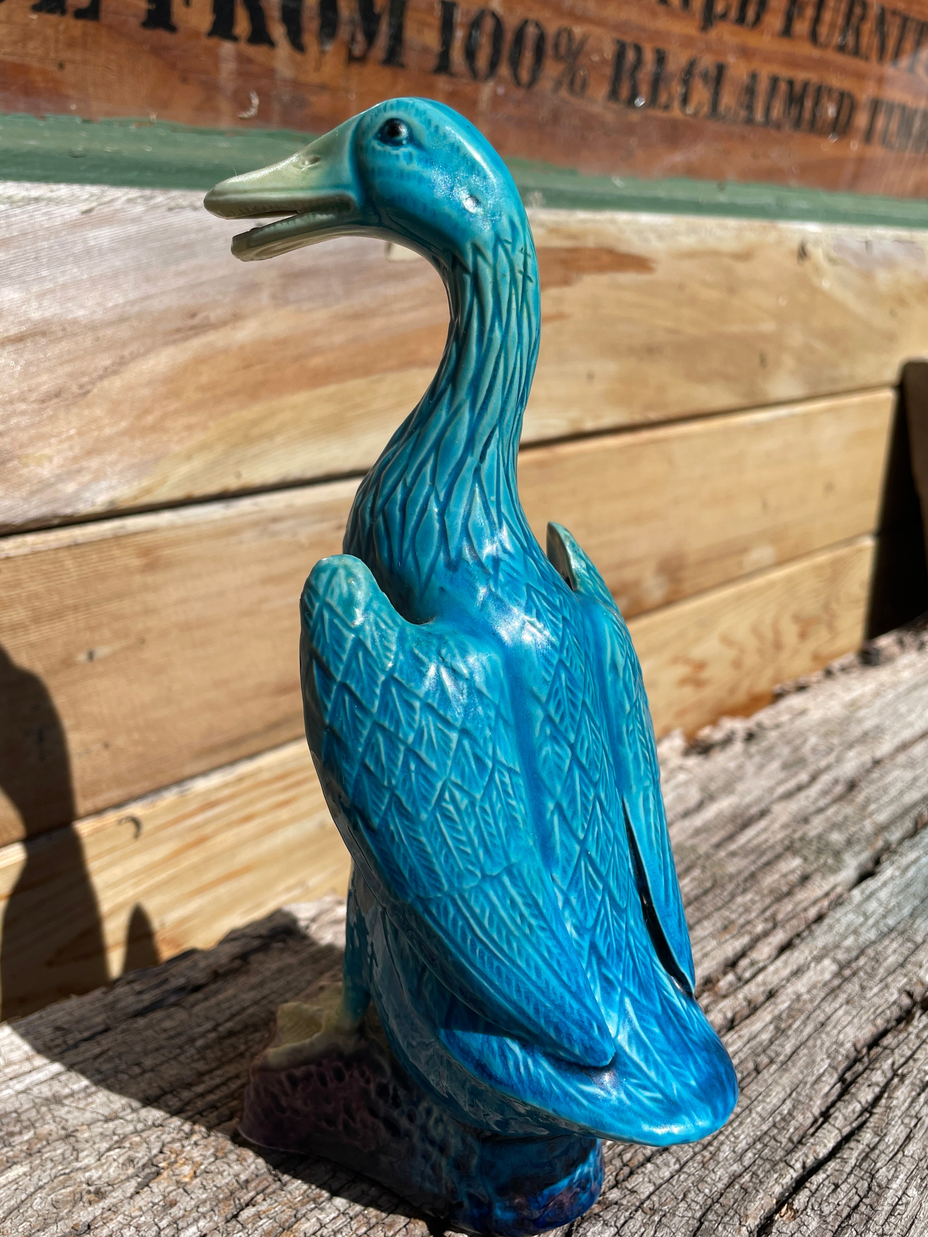 Chinese porcelain goose figurine in polychrome glazed 20cm tall ...