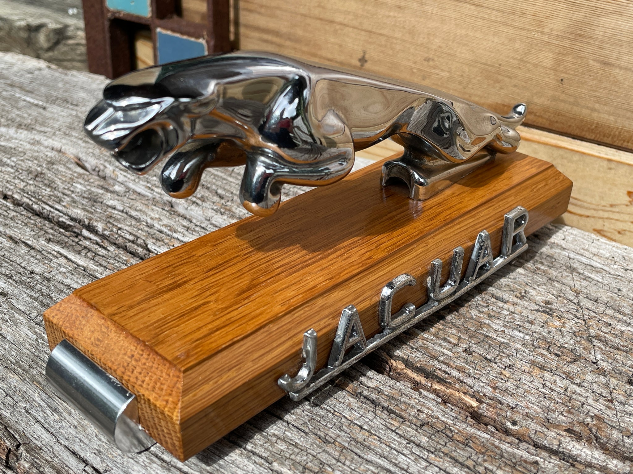 Original Wilmot Breedon Jaguar car mascot - mounted on oak plinth c195 ...