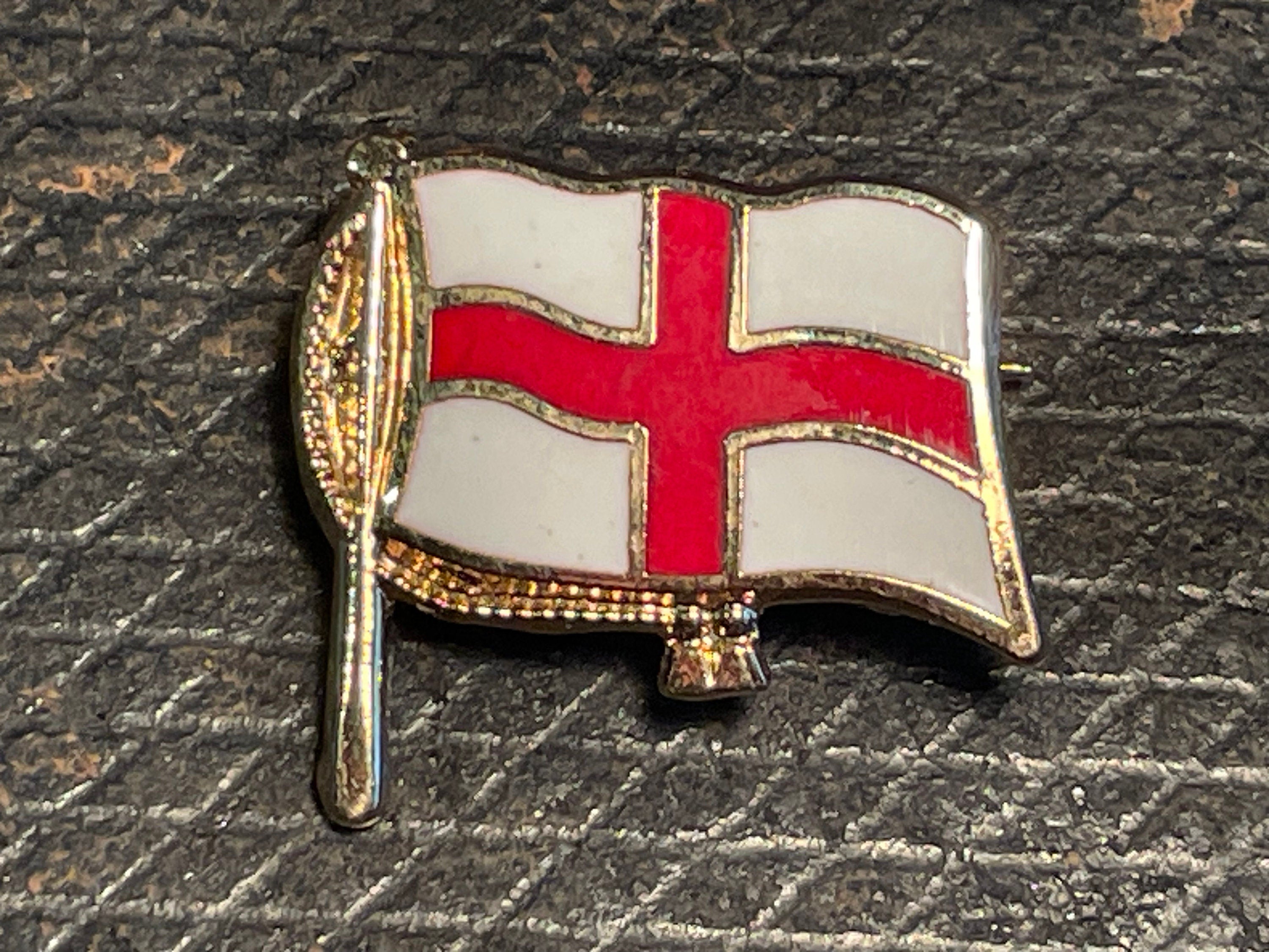 A St Georges flag brass and enamel badge This England Cheltenham on re ...